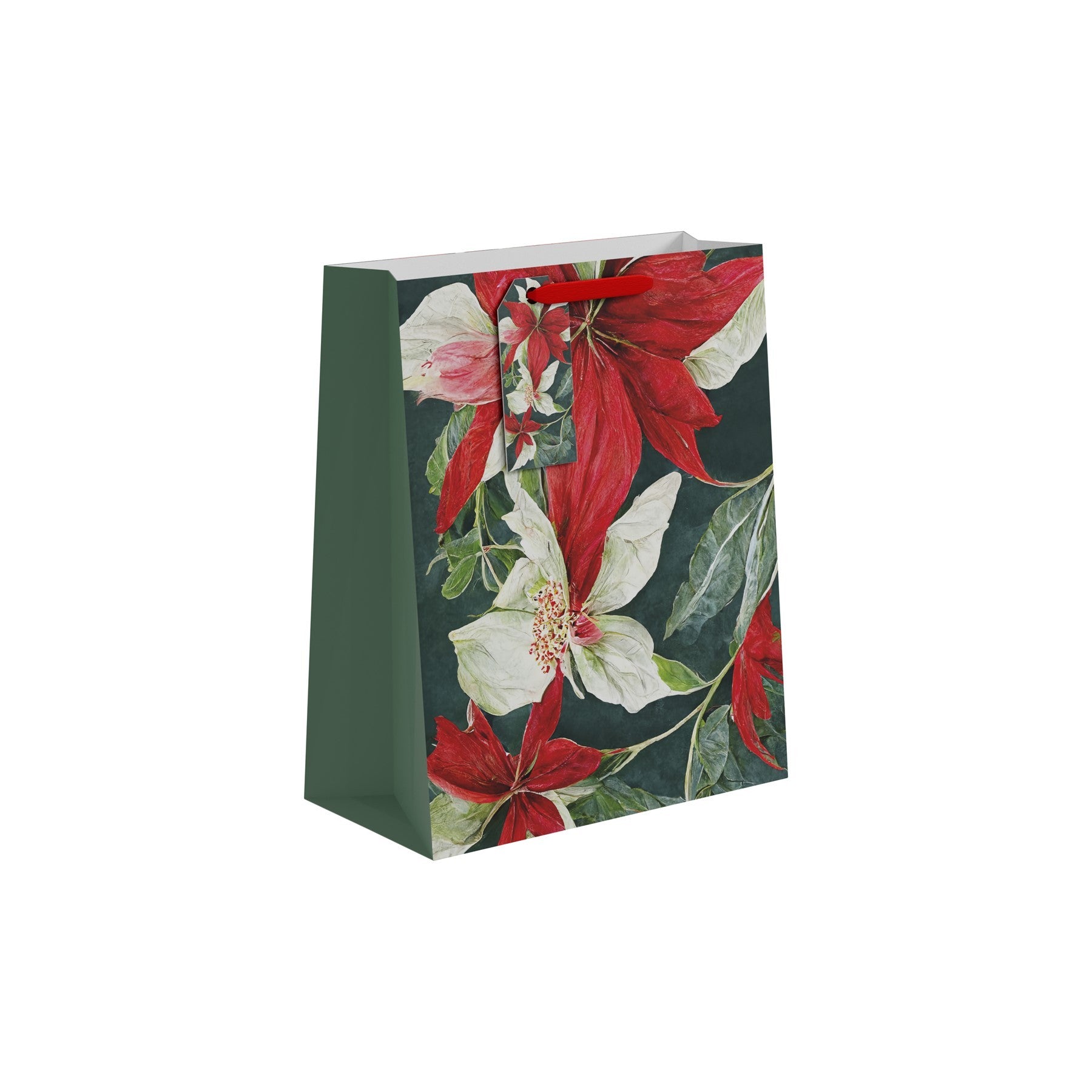 Red & White Poinsettia Gift Bag (Large) – kneepillow.co.uk