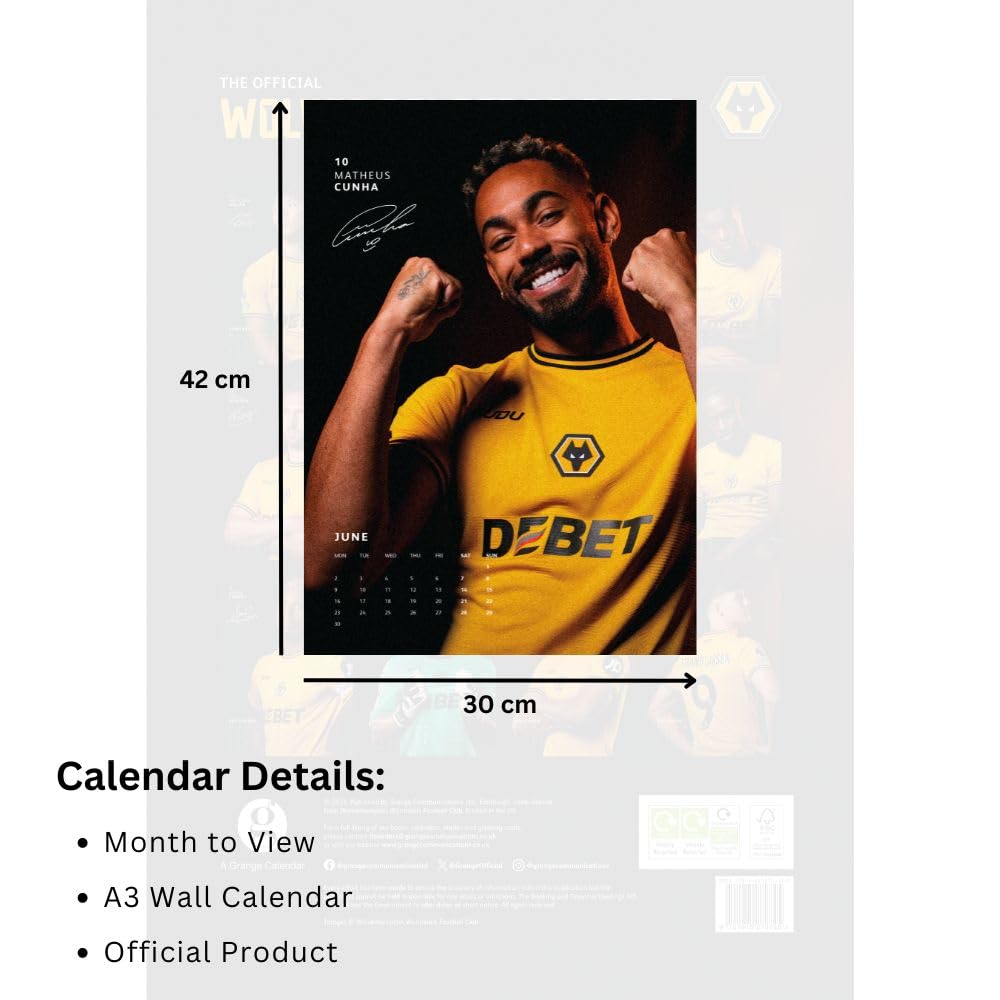 Wolverhampton Wanderers FC A3 Calendar 2025 – kneepillow.co.uk